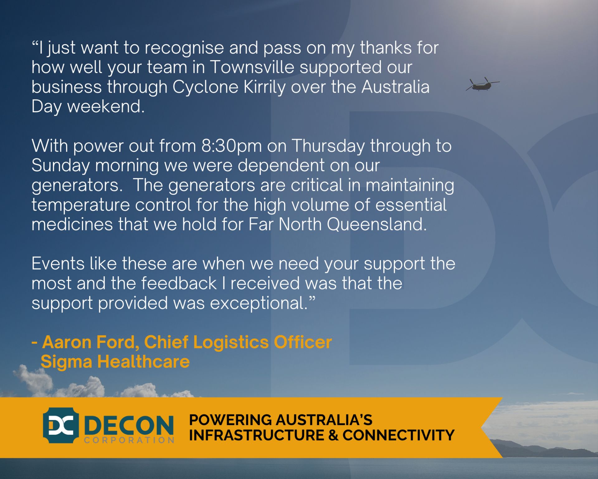 Exceptional Support during Cyclone Kirrily: A Thank You from Sigma Hea ...
